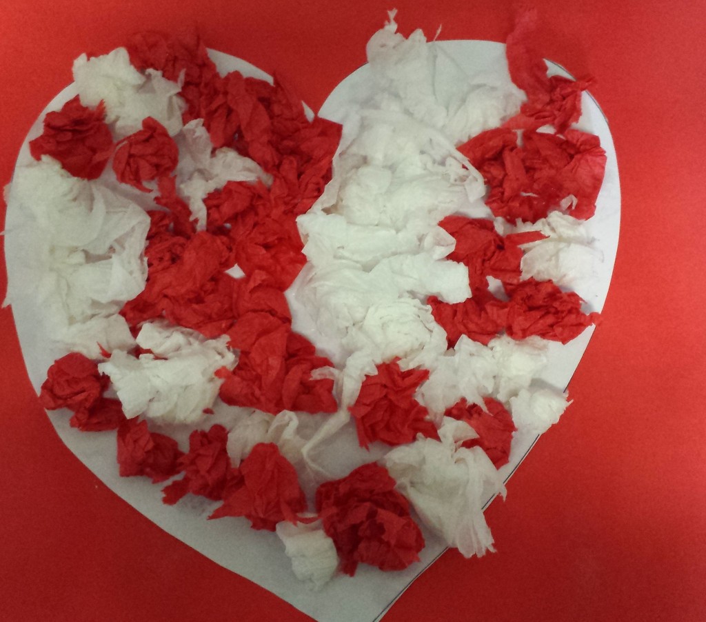 Crepe Paper Hearts - My Bored Toddler Simple and Fun for Valentines!