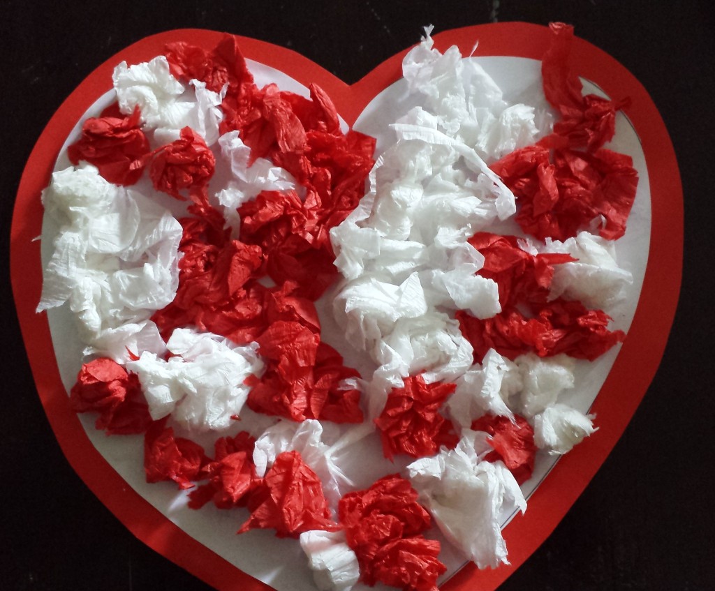 Crepe Paper Hearts - My Bored Toddler Simple and Fun for Valentines!