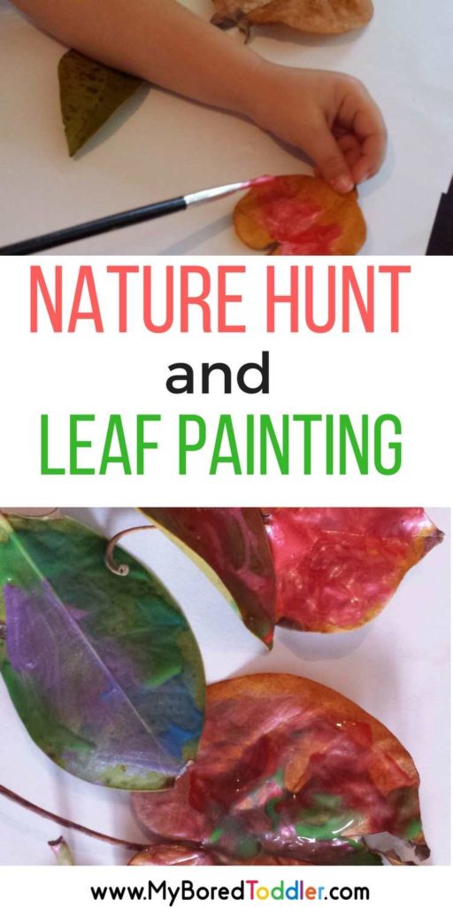Nature Color Hunt and Leaf Painting - My Bored Toddler