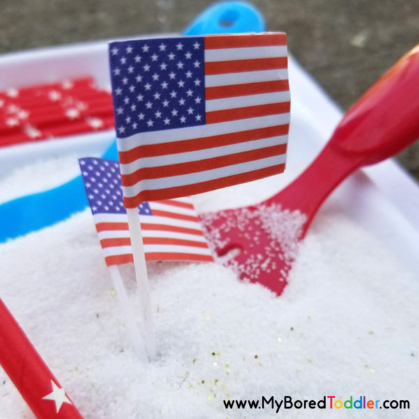 Patriotic Sensory Tray for Toddlers - My Bored Toddler