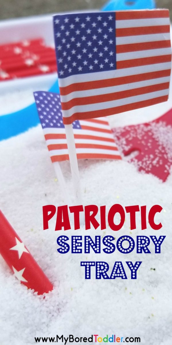 Patriotic Sensory Tray for Toddlers - My Bored Toddler