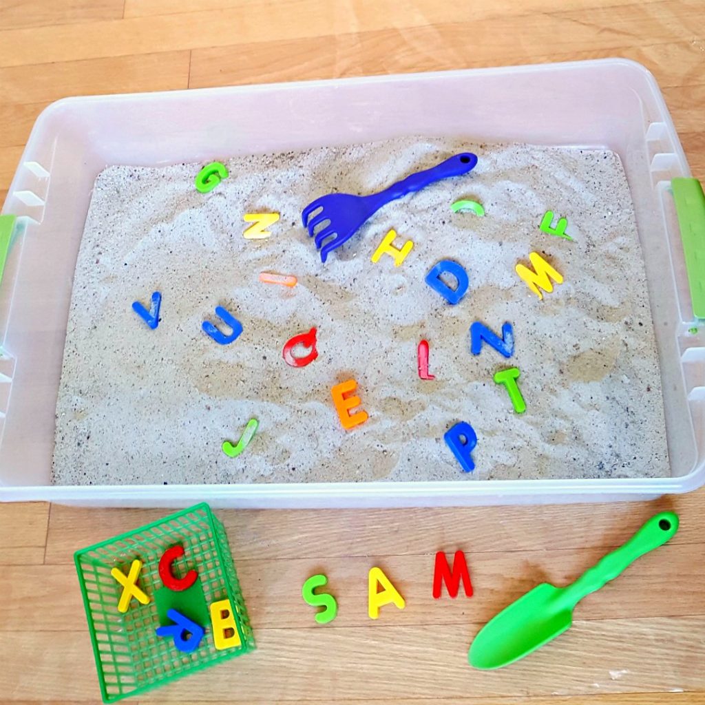 Alphabet Sensory Bin for Toddlers - My Bored Toddler