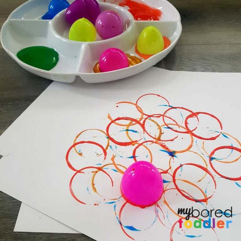 Plastic Easter Egg Printing for Toddlers - My Bored Toddler