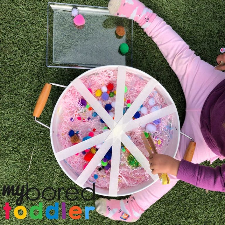 Pom Pom Rescue Fine Motor Sensory Tray - My Bored Toddler