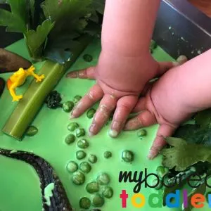 messy oobleck swamp sensory play for toddlers - My Bored Toddler