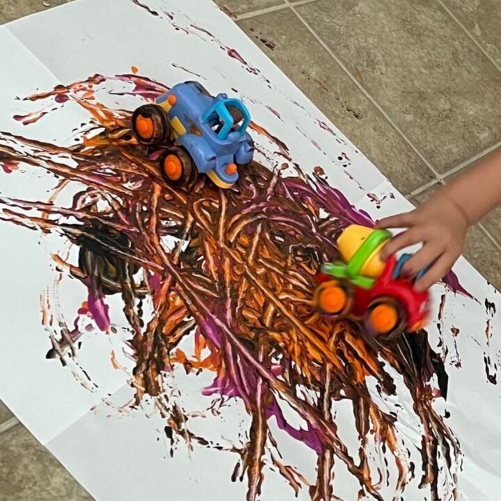 painting with cars toddler activity ideas - My Bored Toddler