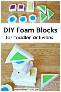 Homemade foam blocks for toddler activities - My Bored Toddler