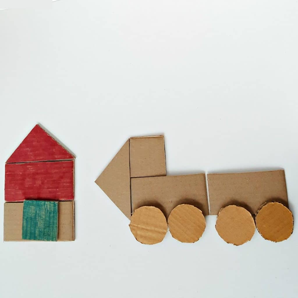 Cardboard shapes hands-on math activity for toddlers - My Bored Toddler