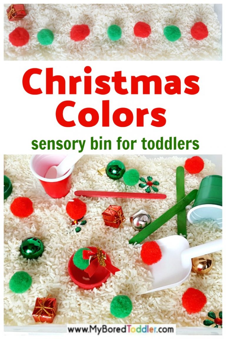 Christmas Colors Sensory Bin - My Bored Toddler Christmas Fun!