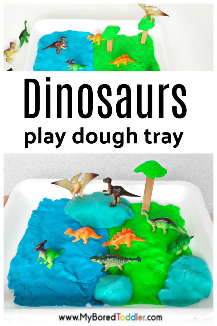 Dinosaur Small World with Play Dough - My Bored Toddler