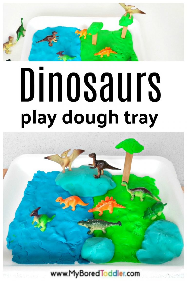 Dinosaur Small World with Play Dough - My Bored Toddler
