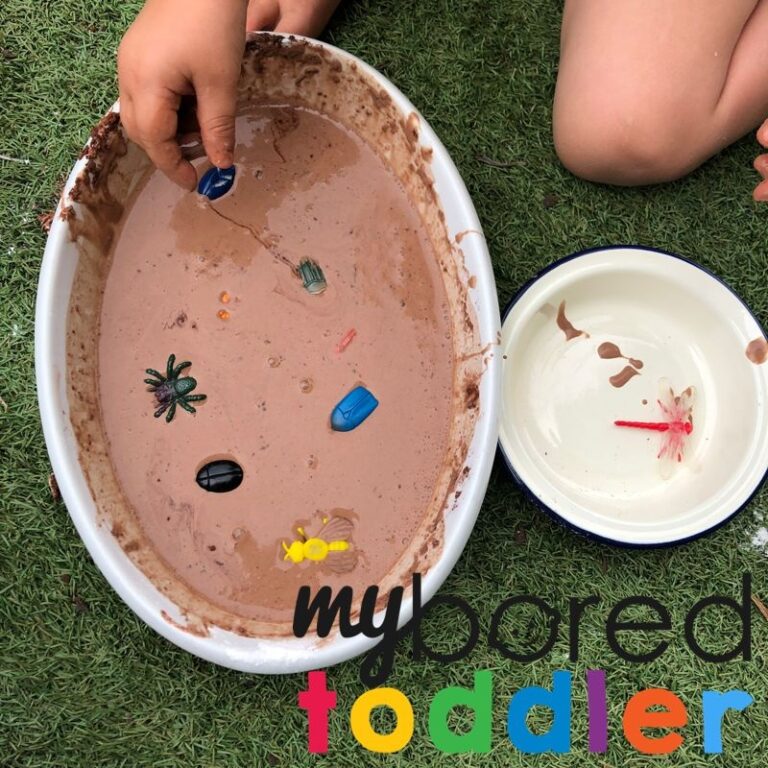 Bugs in Mud - Taste Safe Messy Play - My Bored Toddler