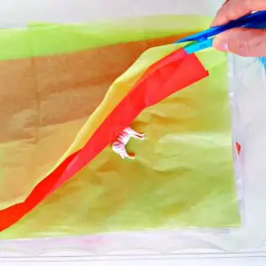 Explore tissue paper in the sensory bin - My Bored Toddler
