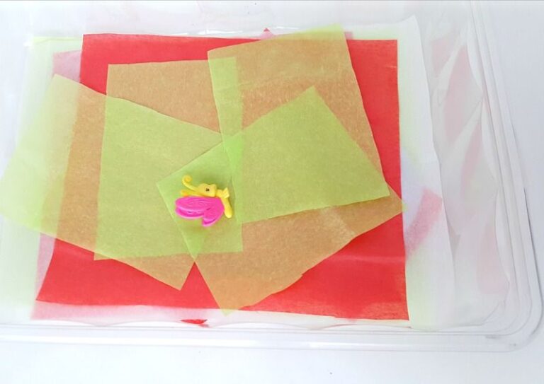 Tissue Paper Sensory Bin for Toddlers - My Bored Toddler