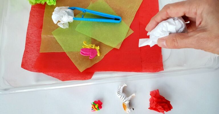 Tissue Paper Sensory Bin for Toddlers - My Bored Toddler