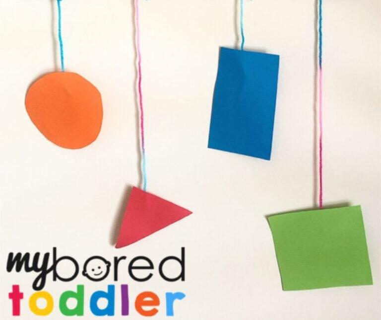 diy shape and color mobile craft for toddlers - My Bored Toddler