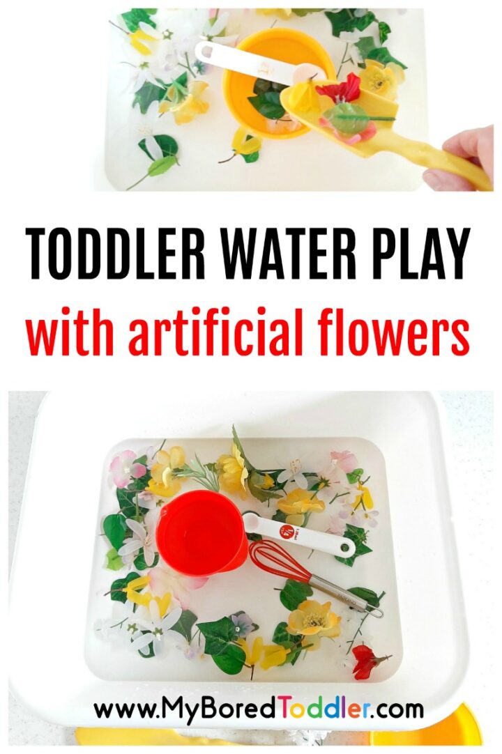 Toddler Water Play with Artificial Flowers - My Bored Toddler