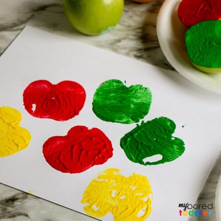 Apple Stamping for Toddlers - My Bored Toddler Painting Fun for Toddlers