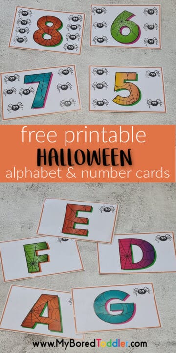 FREE printable Halloween alphabet & number cards - My Bored Toddler