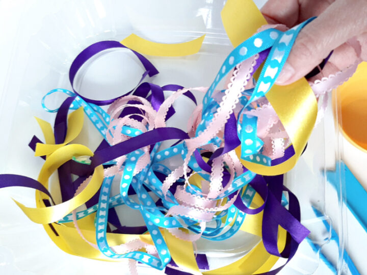 Ribbon Sensory Bin Toddler Play - My Bored Toddler