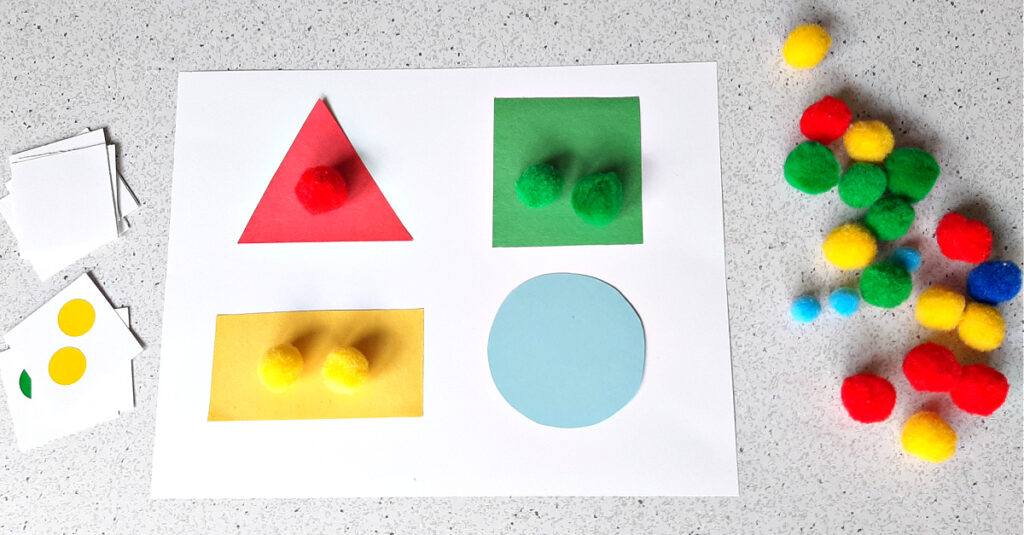 Color Sorting with Pompoms - My Bored Toddler Simple Math Activity