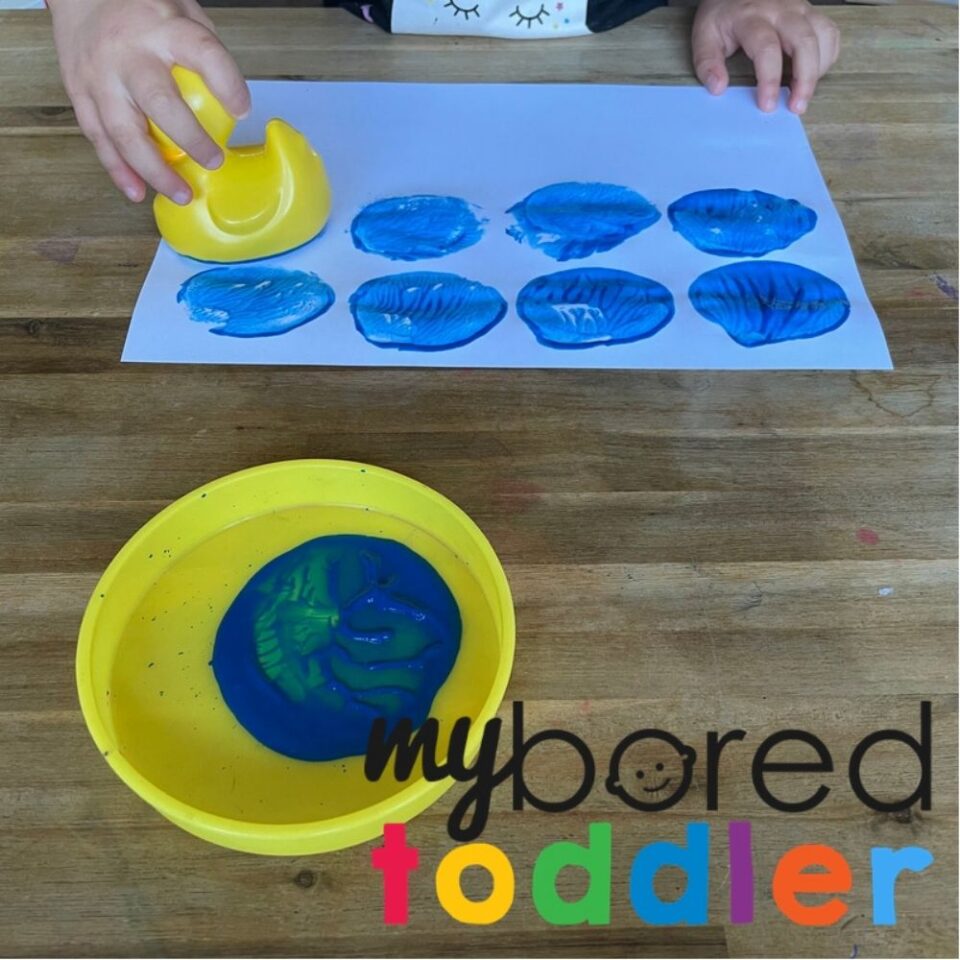 Duck Stamping Painting Activity for Toddlers - My Bored Toddler