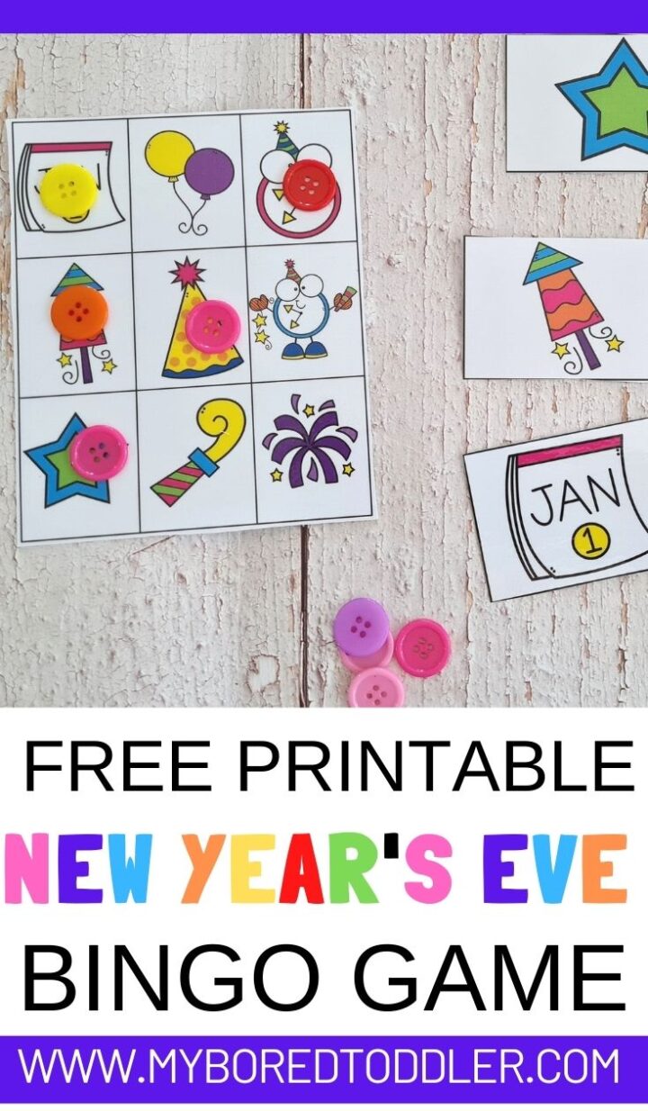 FREE printable New Year's Eve Bingo game for Toddlers - My Bored Toddler