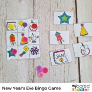 FREE printable New Year's Eve Bingo game for Toddlers - My Bored Toddler