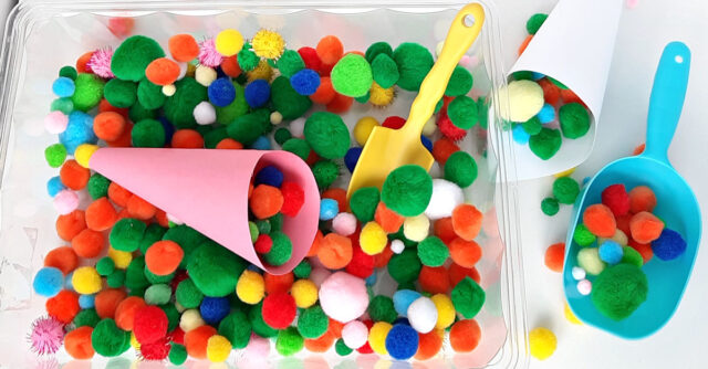 Ice Cream Cone Sensory Bin - My Bored Toddler Sensory fun!
