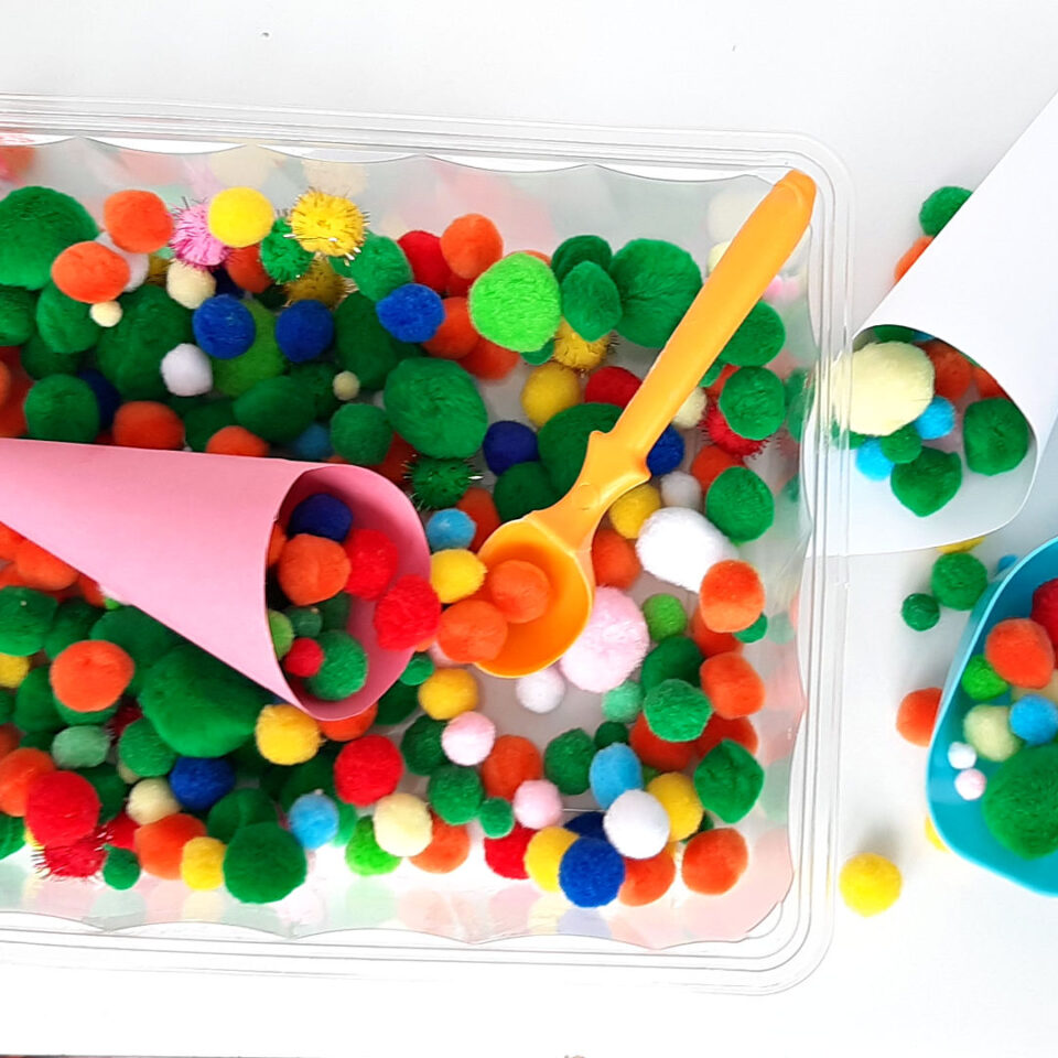 Ice Cream Cone Sensory Bin - My Bored Toddler Sensory fun!