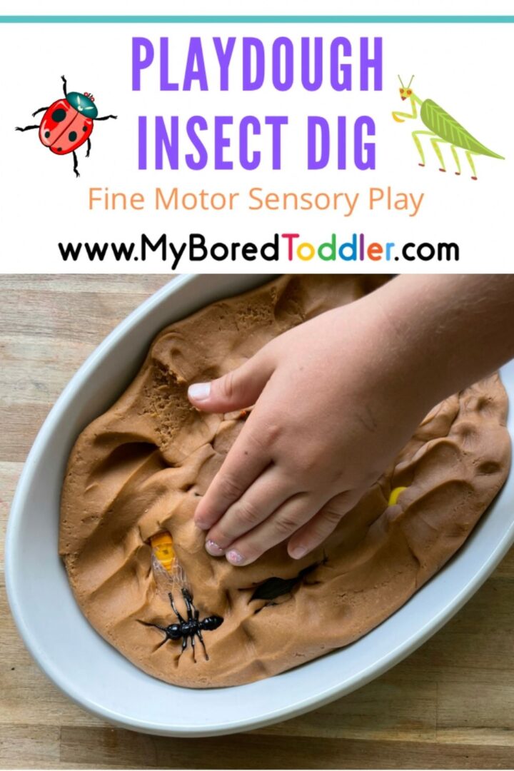Playdough Bug Dig - My Bored Toddler Fine Motor Skills Activity!