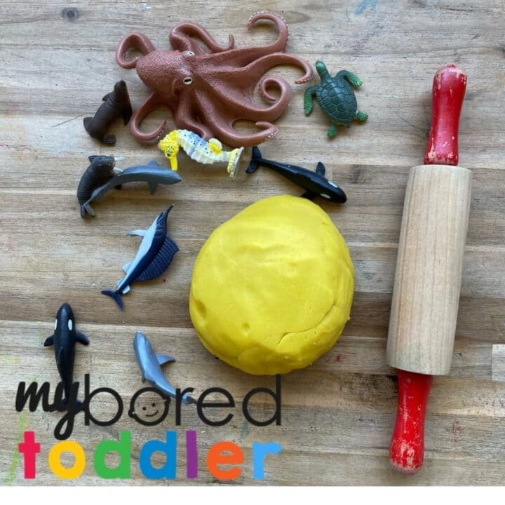 Playdough Stamping - My Bored Toddler