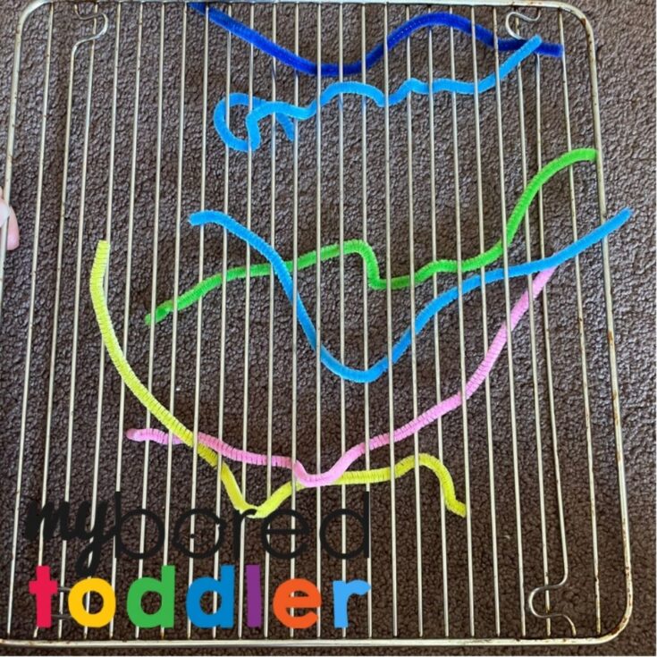 Pipe Cleaner Pull - My Bored Toddler Great fine motor activity!