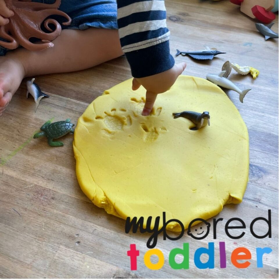 Playdough Stamping - My Bored Toddler