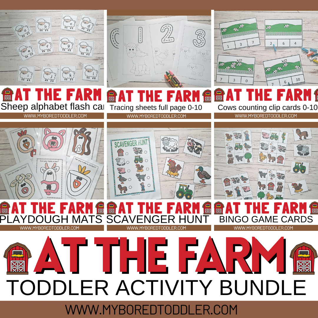 at the farm toddler activity printable bundle preschool math literacy ...