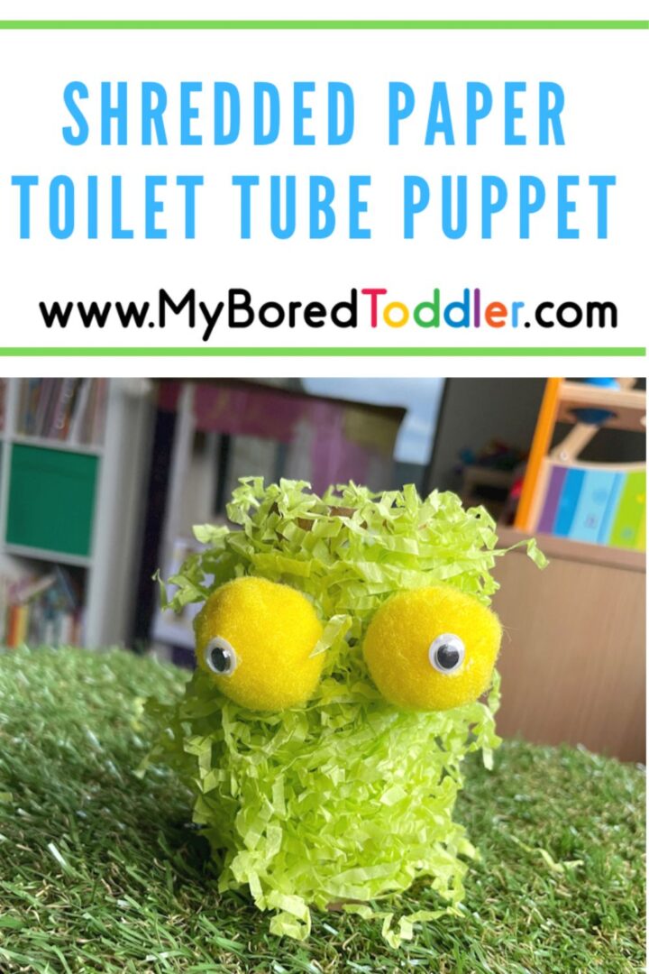 Shredded Paper Cardboard Tube Puppet - My Bored Toddler
