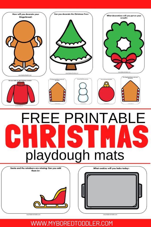 FREE PRINTABLE Christmas Playdough Mats for Toddlers - My Bored Toddler