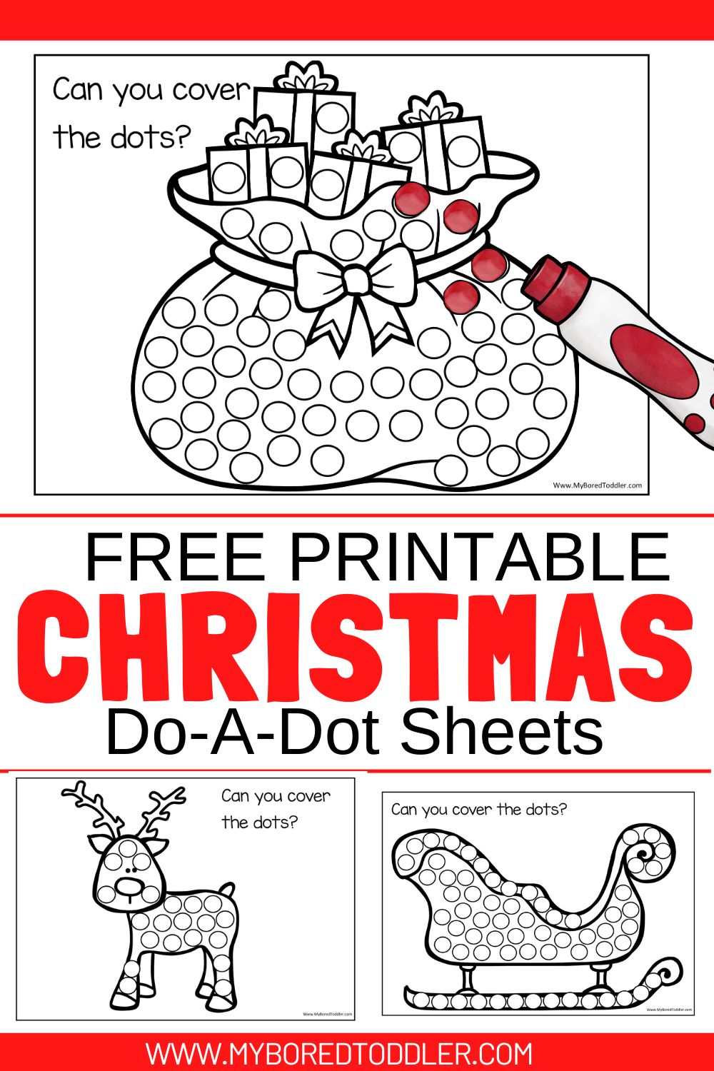 free printable Christmas do a dot sheets toddlers preschoolers - My ...