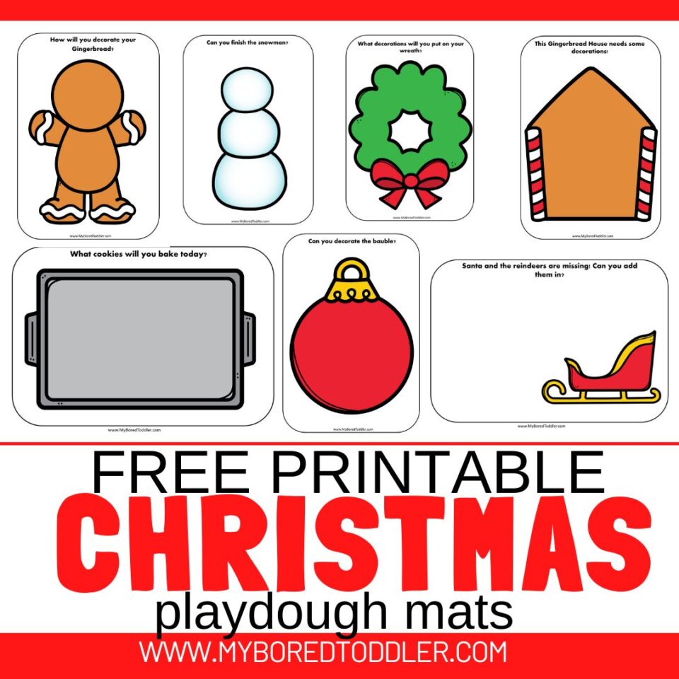 FREE PRINTABLE Christmas Playdough Mats for Toddlers - My Bored Toddler