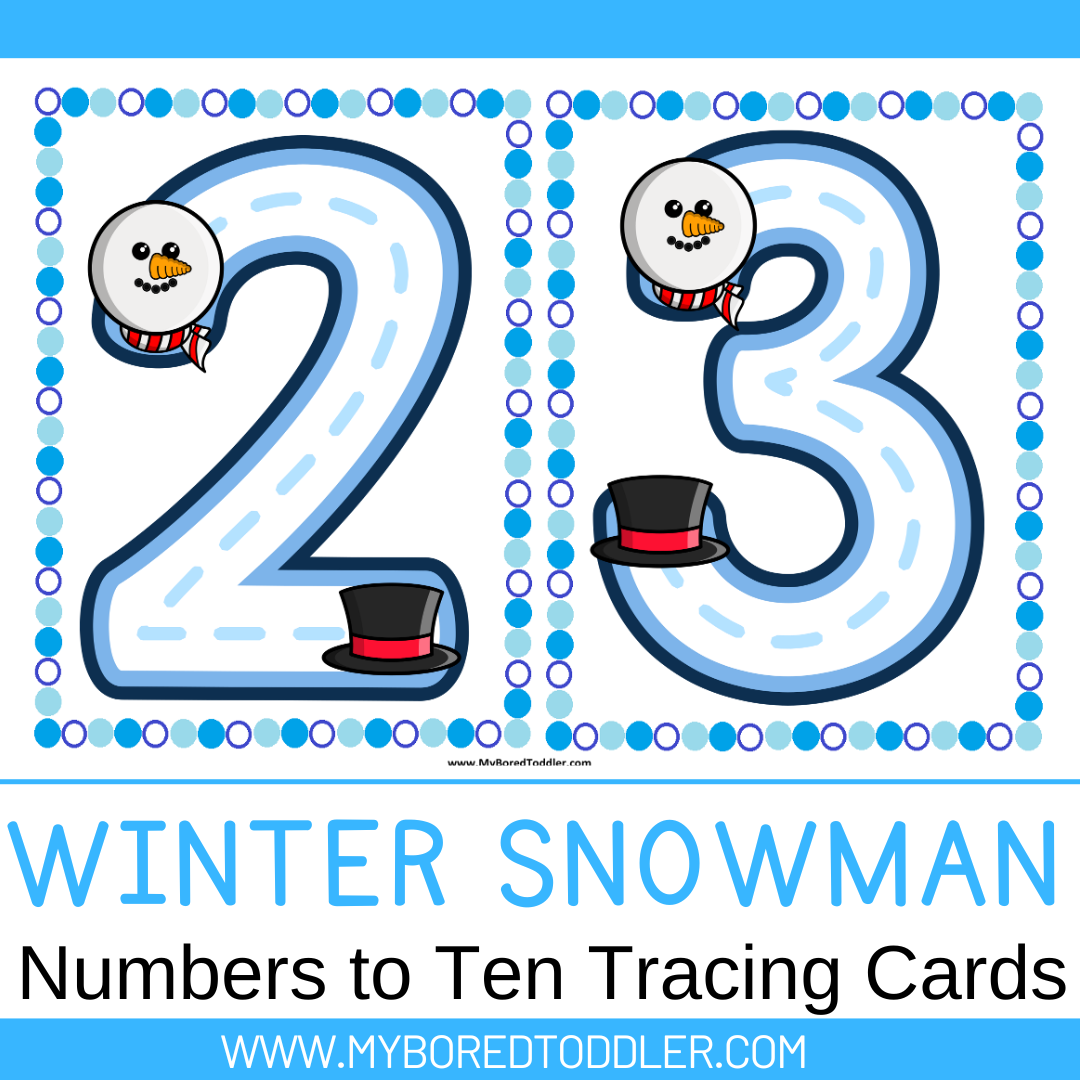 Winter-Snowman-Number-Tracing-Cards-0-10 - My Bored Toddler