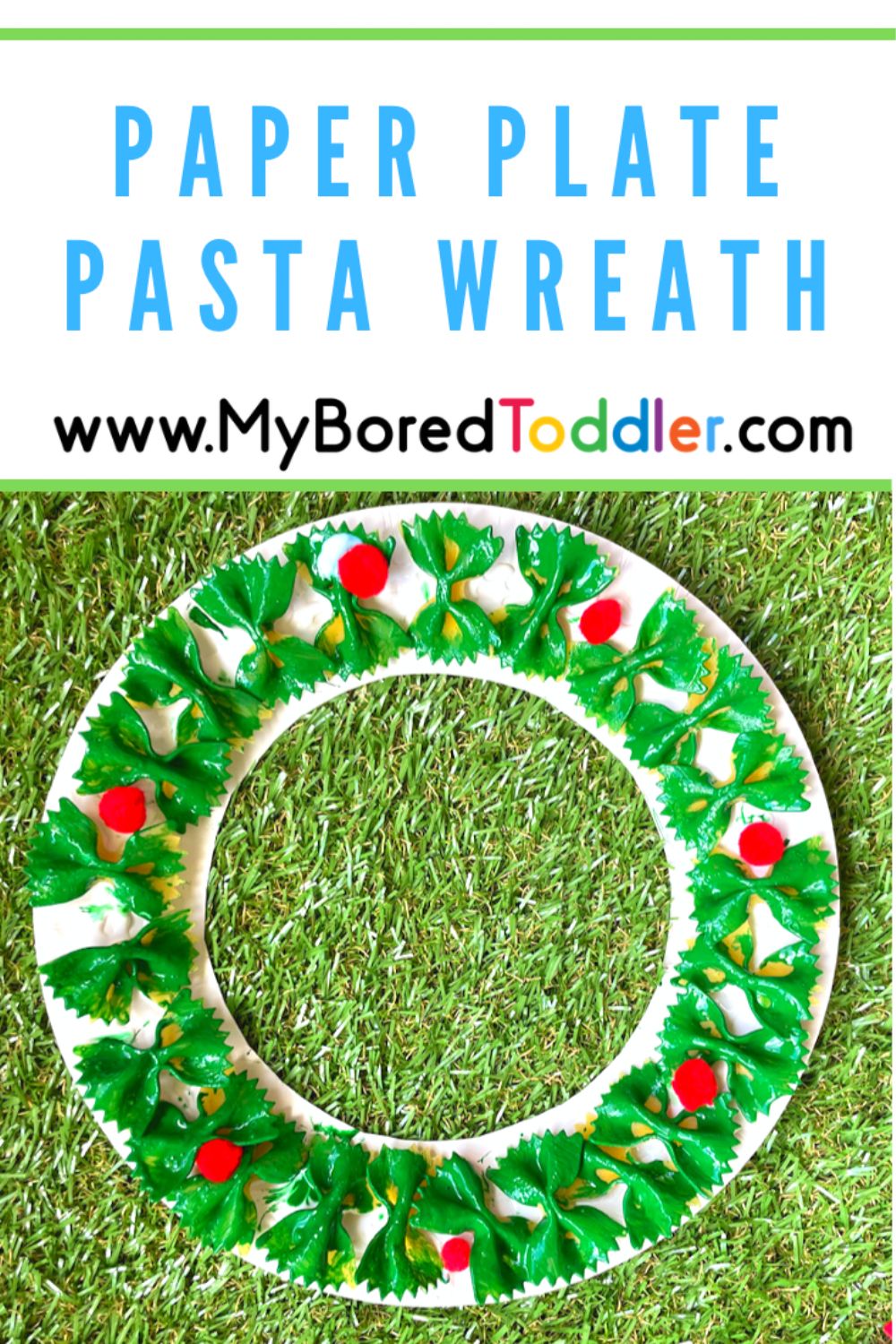 Paper Plate Pasta Wreath - My Bored Toddler