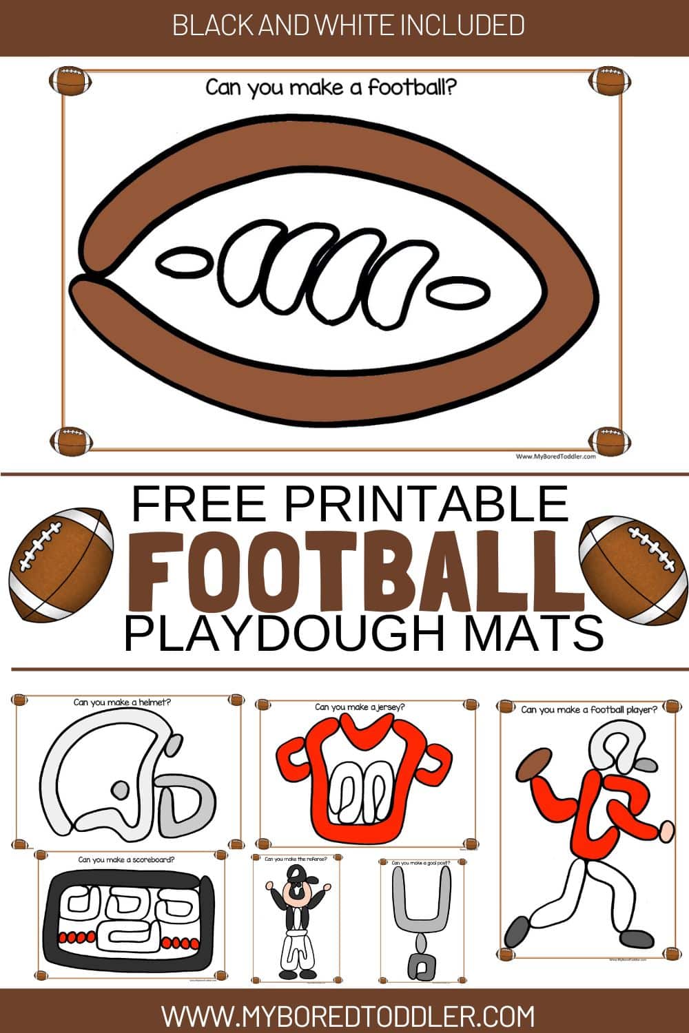 FREE PRINTABLE FOOTBALL PLAYDOUGH MATS TODDLER PRESCHOOL PINTEREST - My ...