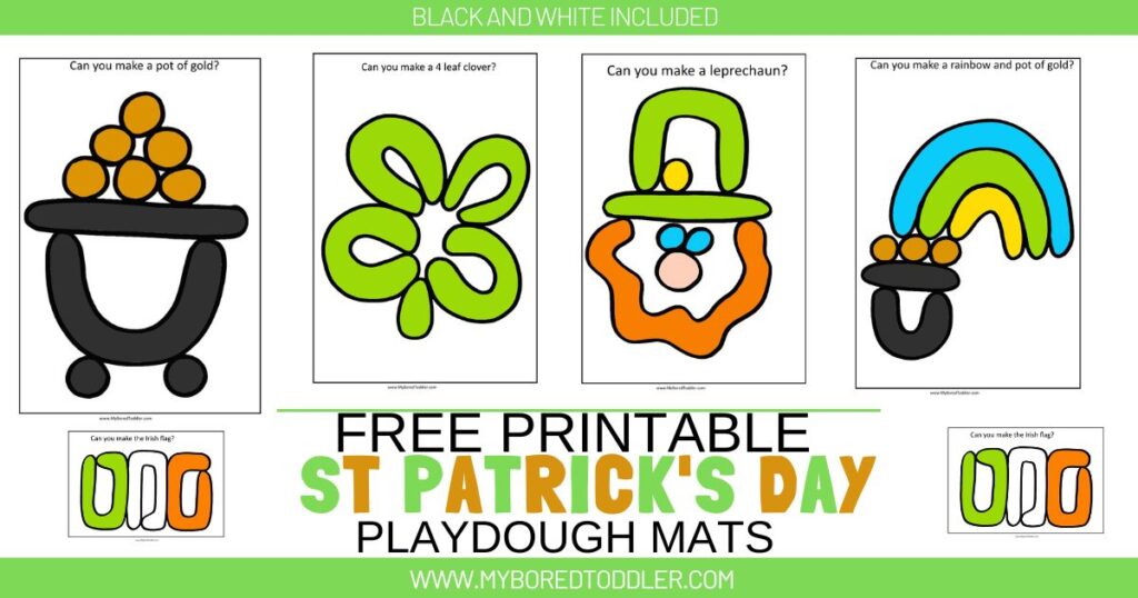 FREE PRINTABLE ST PATRICK'S DAY PLAYDOUGH MATS FACEBOOK - My Bored Toddler