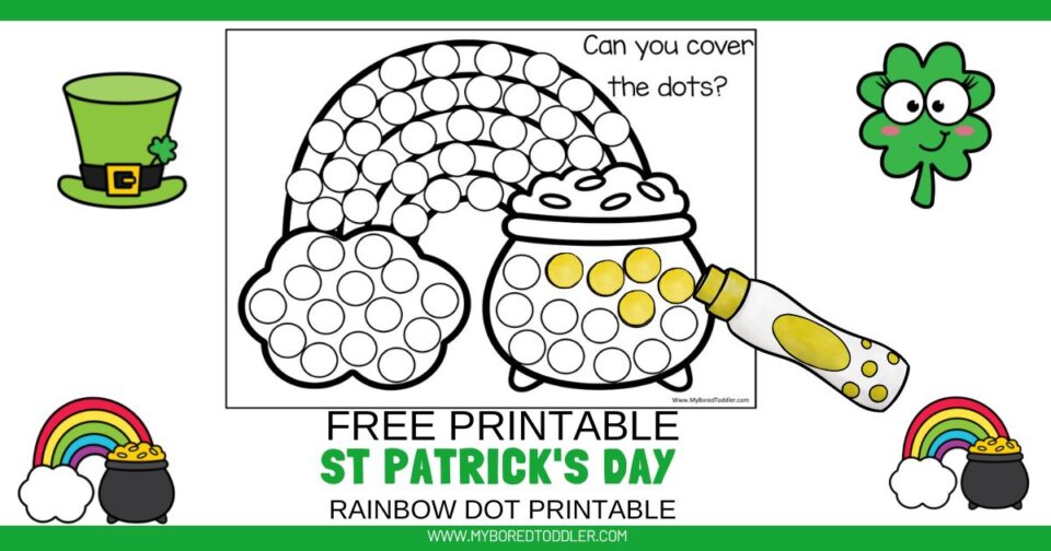 free printable st patrick's day dab a dot rainbow sheet for toddlers ...