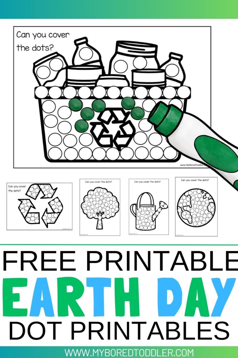FREE Printable Earth Day Dot Printables - My Bored Toddler