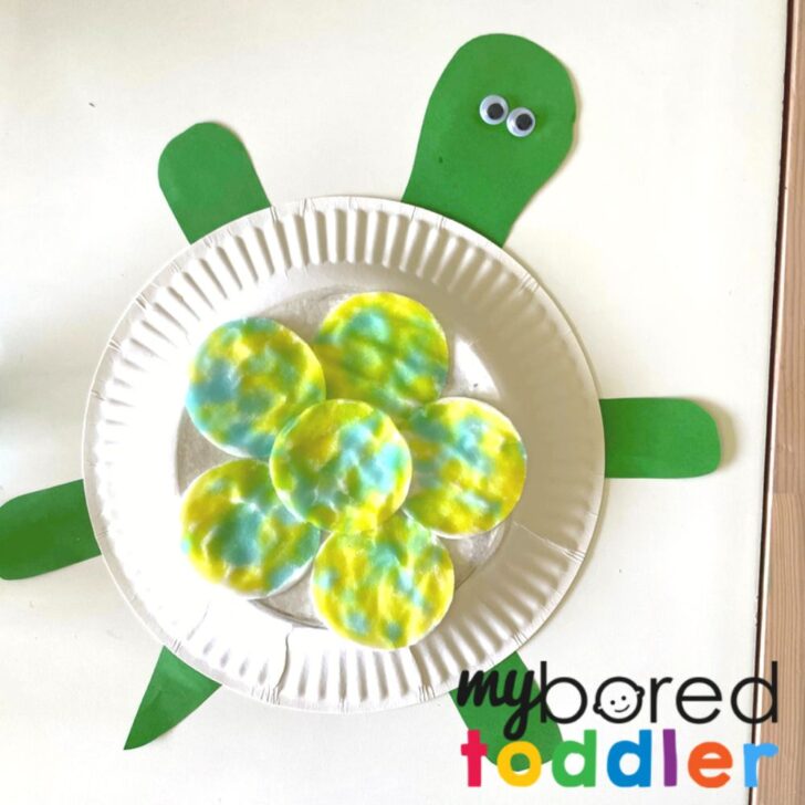 Paper Plate Turtle Craft - My Bored Toddler Fine Motor Skills Activity!