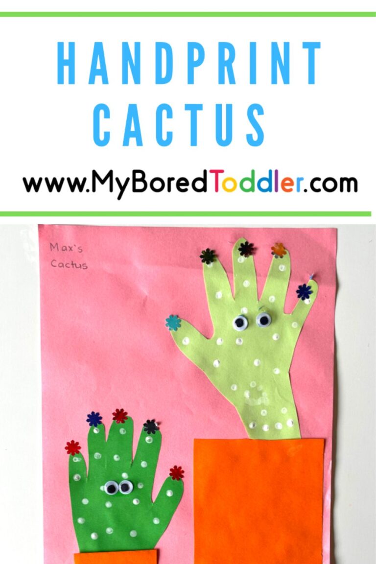 Handprint Cactus Craft - My Bored Toddler Super fun and easy!