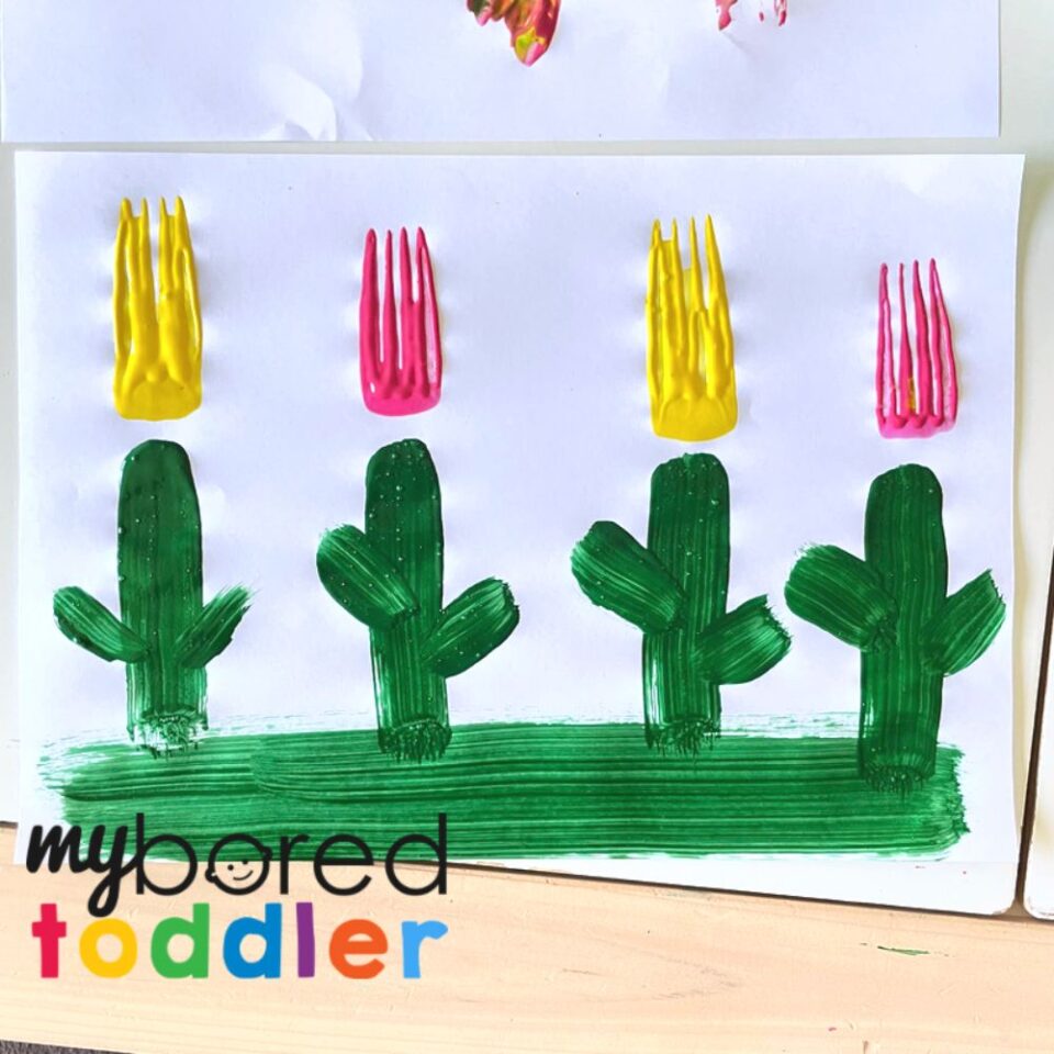 Fork Flower Painting - My Bored Toddler