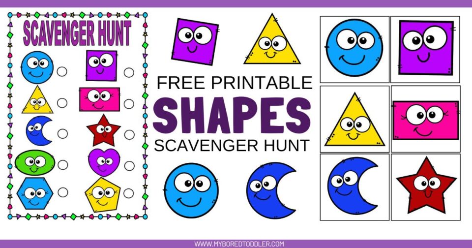 free printables shapes scavenger hunt facebook - My Bored Toddler