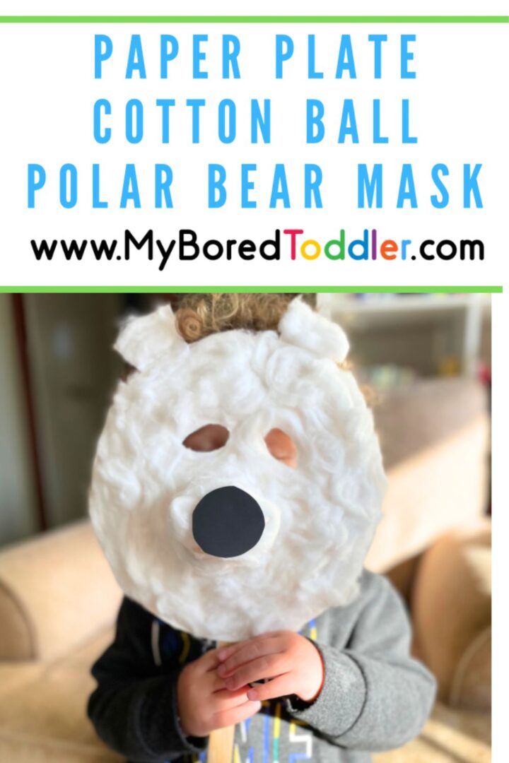 Paper Plate Cotton Ball Polar Bear Mask - My Bored Toddler